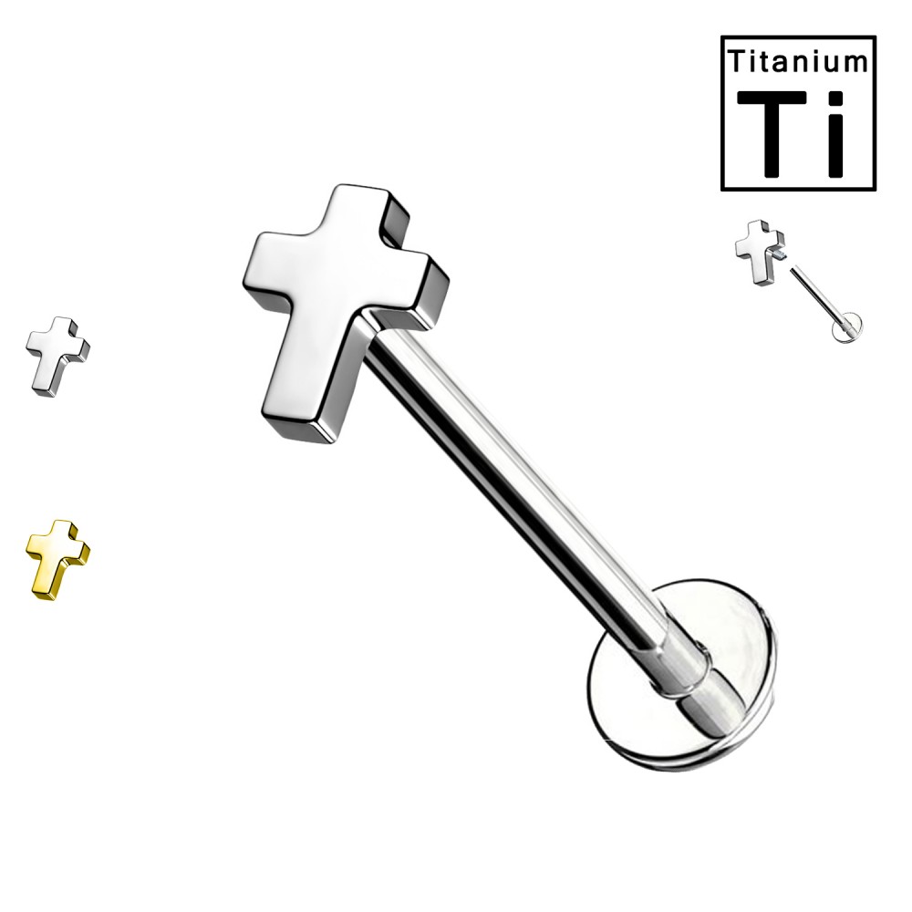 PWC-058 Cross-Shaped Titanium Labret Piercing with Internal Threading ...